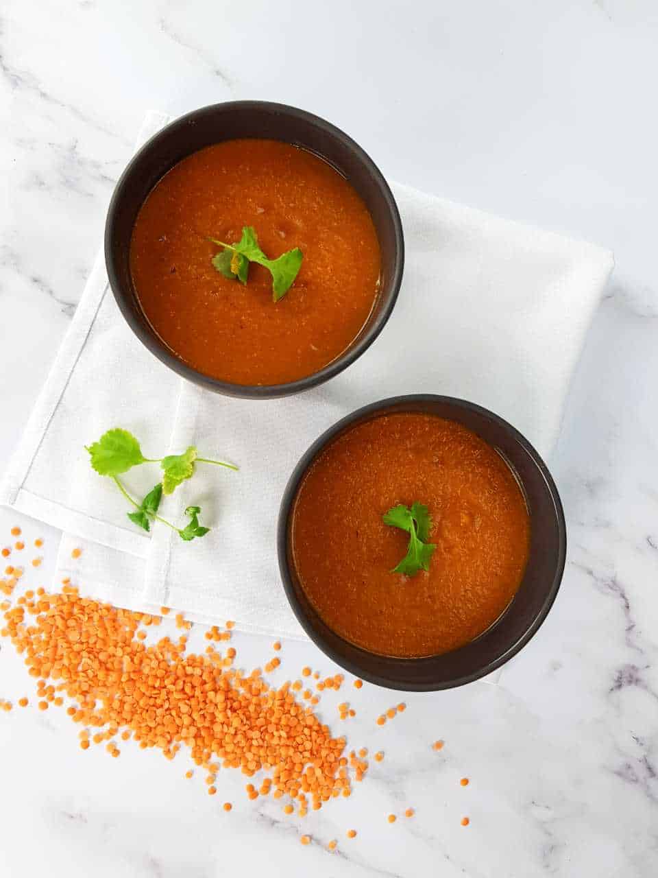 Spicy red lentil soup - Easy recipe | Hint of Healthy