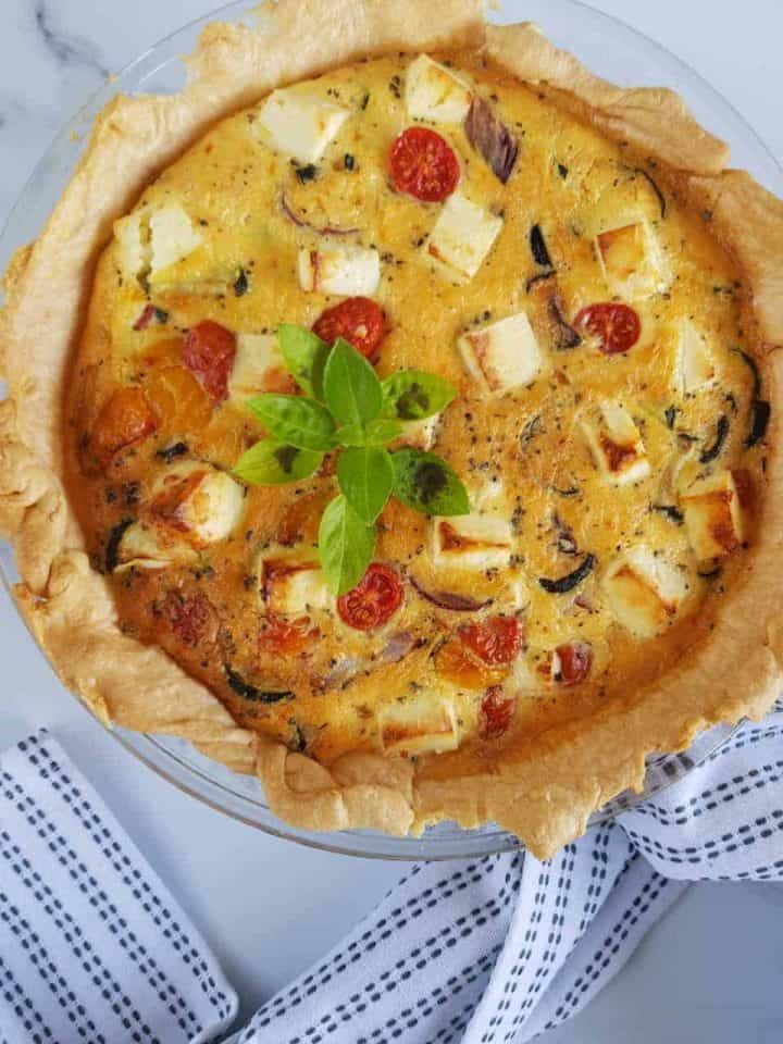 Roasted vegetable and feta quiche | Hint of Healthy