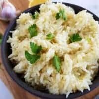 Easy Lemon and Garlic Rice - Hint of Healthy