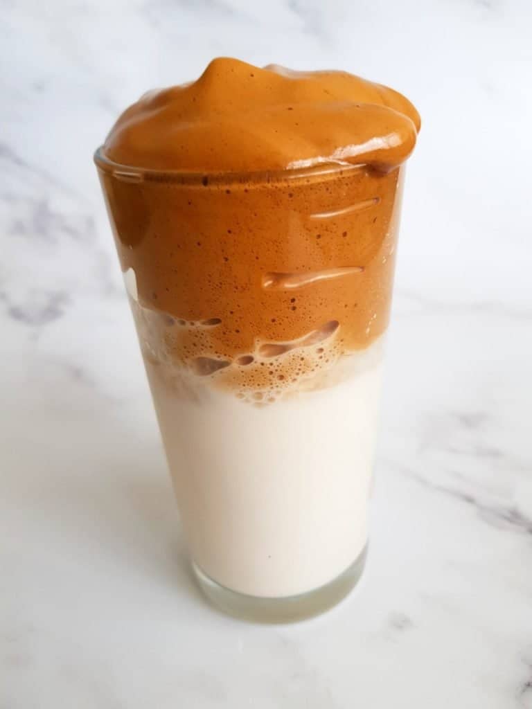 Iced Whipped Coffee (Dalgona Coffee) with Almond Milk - Hint of Healthy