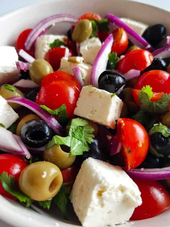 Easy Olive Salad with Feta and Tomatoes - Hint of Healthy
