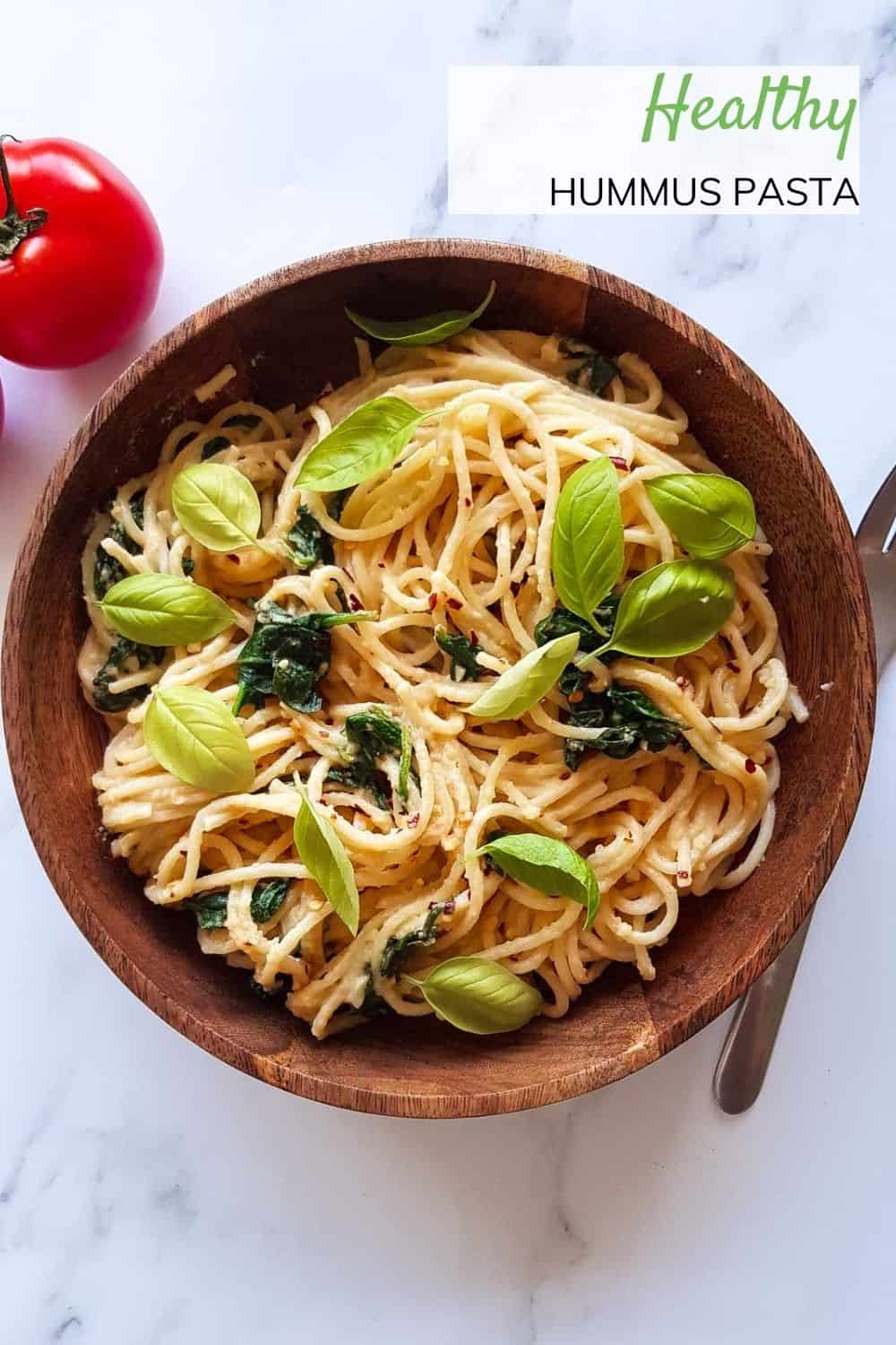 Hummus Pasta - 10 Minute Meal! - Hint of Healthy