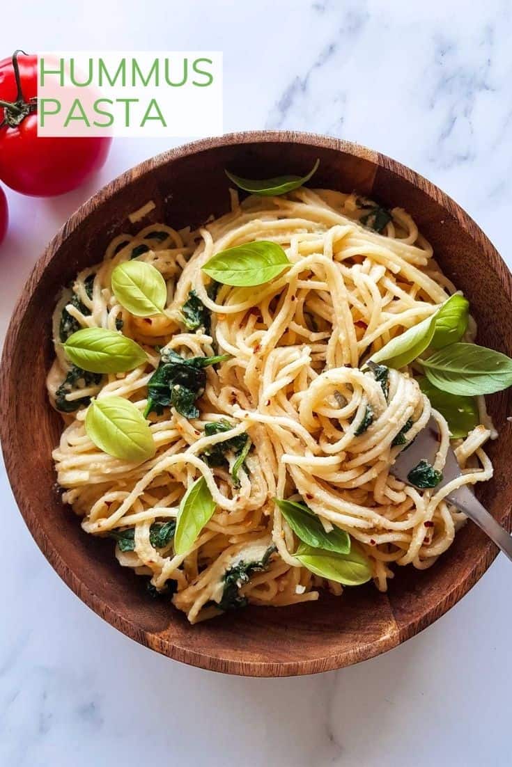 Hummus Pasta - 10 Minute Meal! - Hint of Healthy