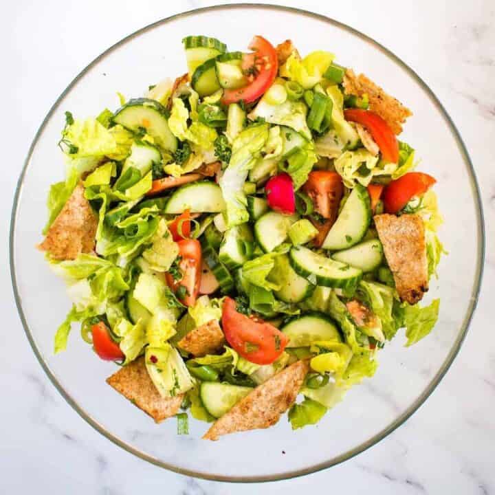 Healthy Lebanese Salad Fattoush - Hint of Healthy