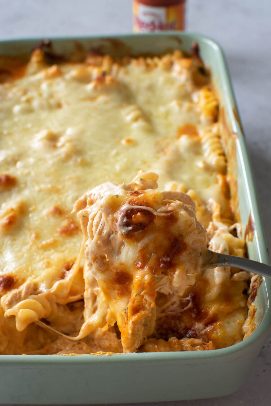 The BEST Buffalo Chicken Pasta Bake - Hint of Healthy
