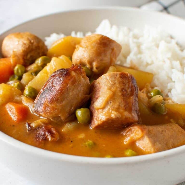 Slow Cooker Sausage Curry - Hint of Healthy